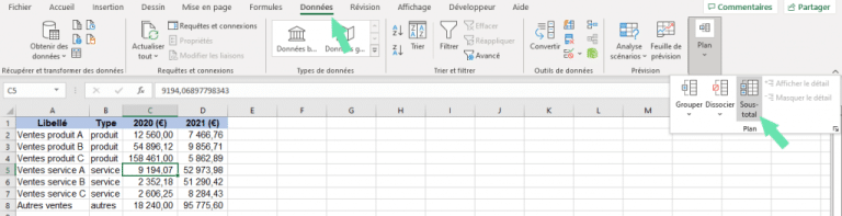 Comment créer un sous total dans votre tableau Excel ? - Cleex